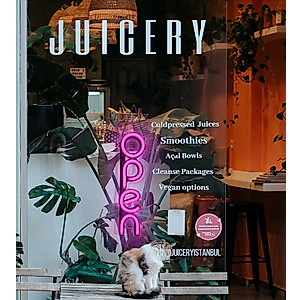 Open Signs for Business,LED Neon Open Sign,16x6 inch Lighted Sign for Restaurants Offices Retail Shops Window Storefronts,12V/1A Power Supply,with ON/OFF Switch (Vertical Rose Red)