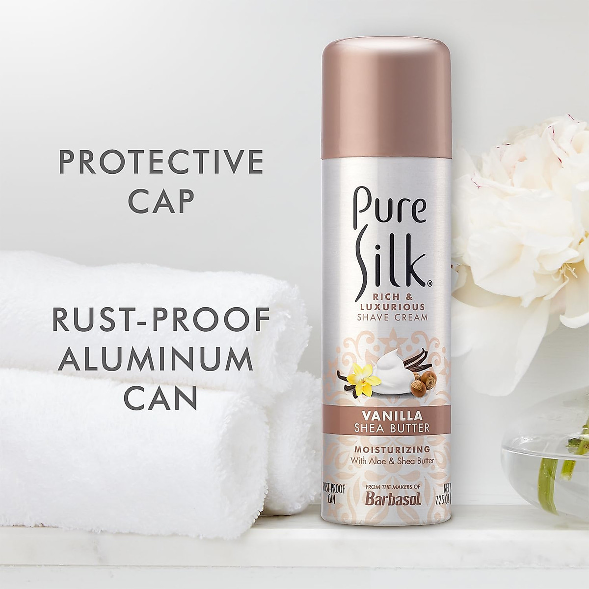 Pure Silk Vanilla Shea Butter Spa Therapy Shave Cream for Women, 7.25 oz, Pack of 6