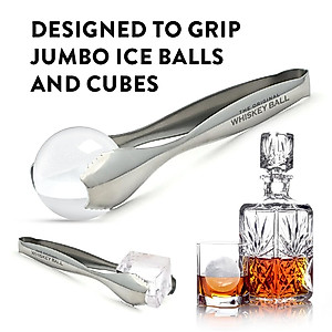 Ice Tongs For Jumbo Ice Balls and King Cubes - 18/8 Stainless Steel IceTongs for Jumbo Ice Balls and Cubes - Ideal Serving Tongs ensure a Secure Ice Grip - 7 inch Kitchen Tongs for Ice Ball