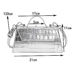 HDYZJQ Crossbody Bags for Women, Shoulder Evening Bag for Women, Croc-Embossed Faux Leather Bag Detachable Chain Straps Clutch, Small Satchel Purse, Spring Summer Purses (Color : Gold)