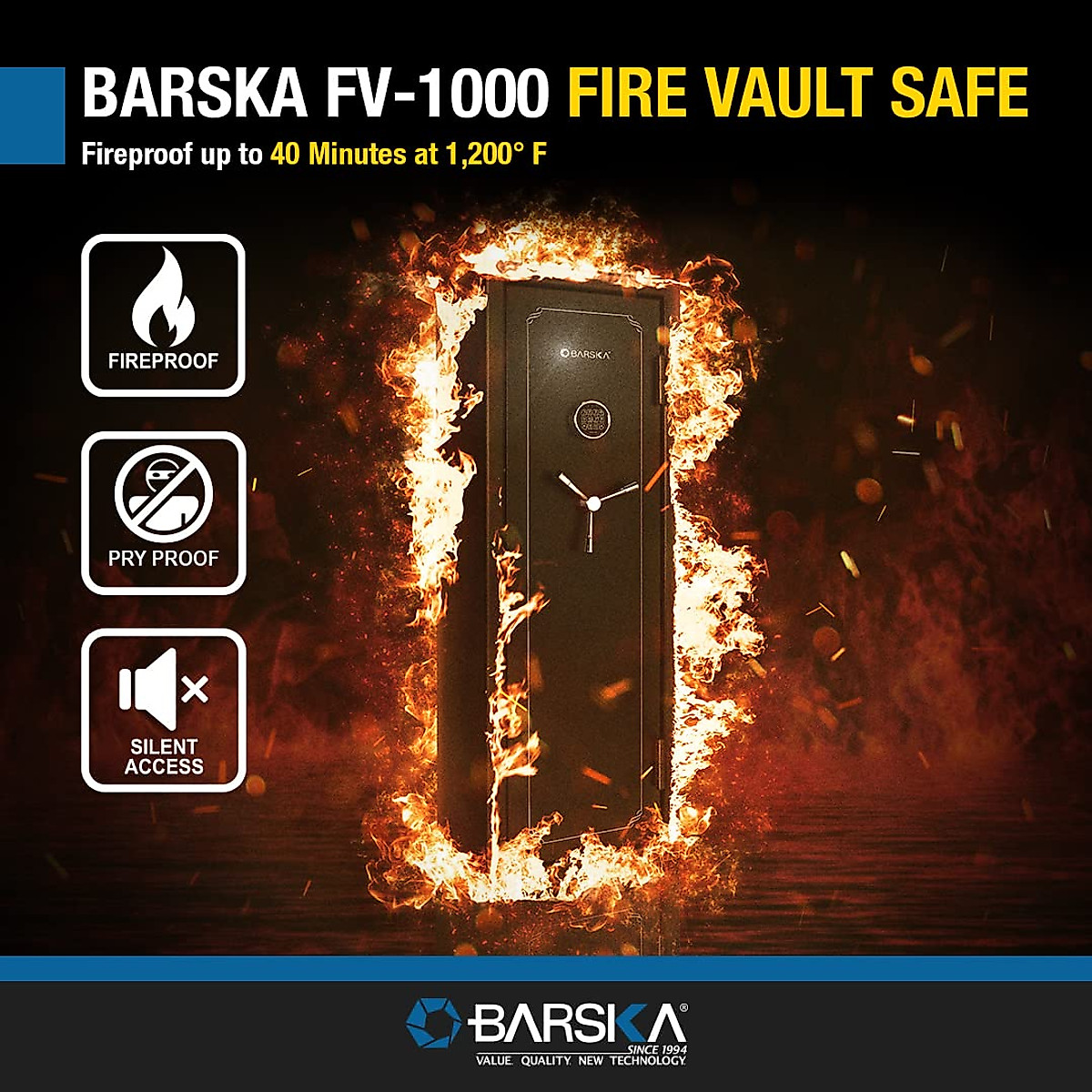 Barska FV-1000 Fire Safe Vault, Black, One Size