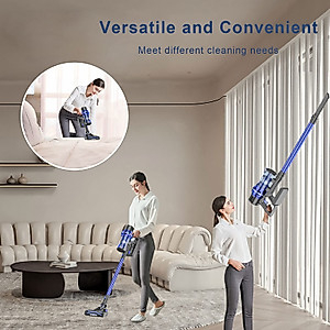 FirstLove Cordless Vacuum Cleaner - High Suction Stick with Up to 45 Mins Runtime, Removable Rechargeable Battery, 6 in 1 Lightweight for Carpet and Hard Floor Pet Hair, Navy, (E17)
