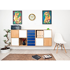 Infinity Instruments LTD. Retro 9 inch Silent Sweep Non-Ticking Mid Century Modern Kitchen Diner Wall Clock Quartz Movement Retro Wall Clock Decorative (Saffron Yellow)…