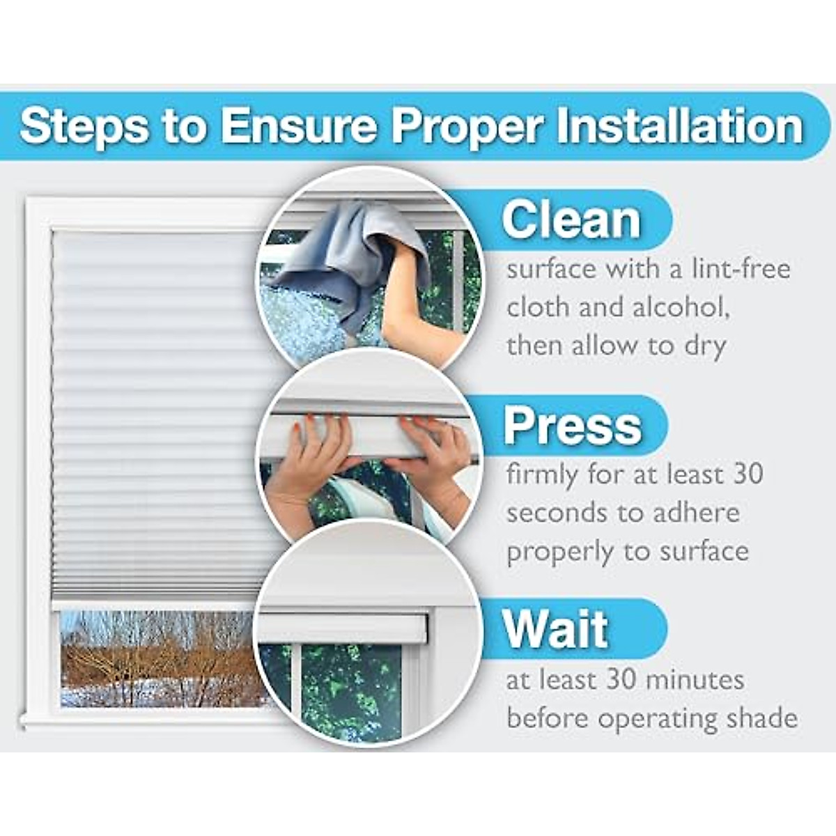 Redi Shade No Tools Easy Lift Trim-at-Home Cordless Pleated Light Blocking Fabric Shade Natural, 36 in x 64 in, (Fits windows 19 in - 36 in)