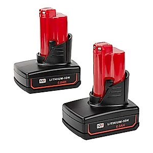 DEWQKI 2 Pack 6000mAh 12V Lithium Ion Replacement Battery Compatible with Milwaukee M12 Battery 48-11-2401 48-11-2402 48-11-2411 48-11-2420 12-Volt Cordless Tools