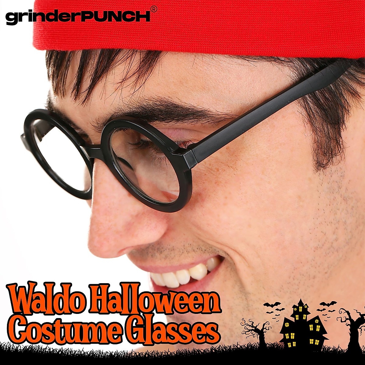 grinderPUNCH Costume Glasses | Thin Round Nerd Halloween Eyeglasses | Wizard Glasses | Adults (Black)