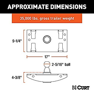 CURT 60633 Factory Original Equipment Style Gooseneck Hitch, 35,000 lbs. 2-5/16-Inch Ball, Fits Select Ram 2500, 3500