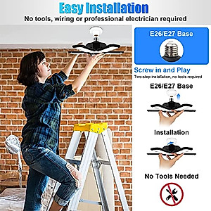 BOSITE Garage Light 120W LED Garage Light 12000LM 6500K Deformable Garage Lights Ceiling LED Shop Light with 5 Adjustable Panels, Barn Light LED Lights for Garage Barn Basement