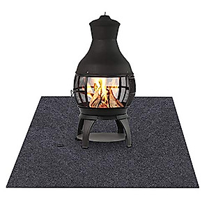 Fire Pit Mat—Gas grill mat,Retardant，Heat Resistant，Ember Mat，Electric Smoker Mat，Under the stove， Protect your deck, terrace, lawn or campground from embers，Reusable，Waterproof backing (36" x 36")