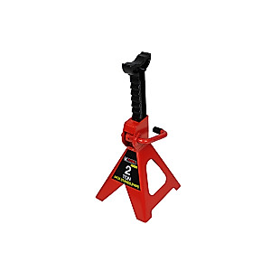 K Tool International 61201 2 Ton Automotive Jack Stands for Garages, Repair Shops, and DIY, Lightweight, 4,000 lbs. Capacity, Heavy Duty Steel Frame, Adjustable Height 10.75"-16.73", Red/Black, Pair