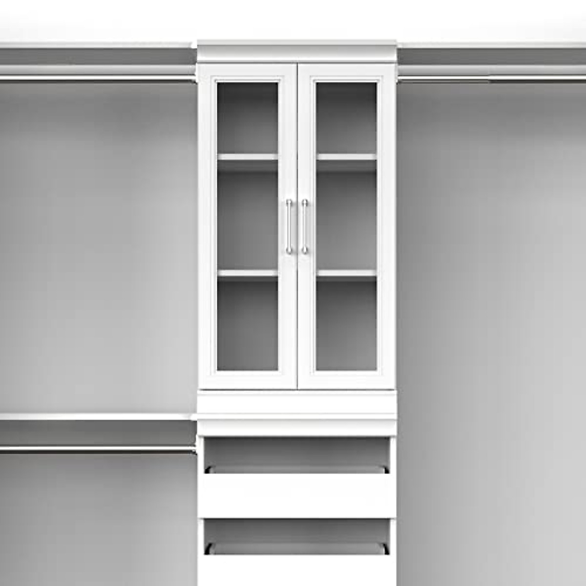 ClosetMaid Modular Storage Pair Set, 2 Glass Pane Doors, Wood Closet Organizer Shaker Style, Add On Accessory for Shelf Units, White, 34.88" H x 21.02" W x 1.81" D