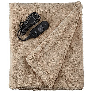 Sunbeam Heated Throw Blanket | LoftTec, 3 Heat Settings, Sand - TSL8TS-R783-31A00