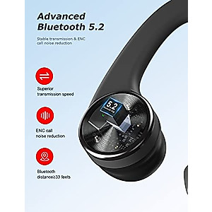 TTQ Wireless Earbuds, Bluetooth Headphones 80Hrs Playtime with Charging Case and Earhooks Over Ear Waterproof Earphones with Mic for Working Sports Running Workout iOS Android TV Phone Laptop