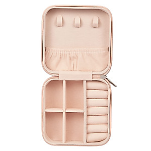 PU Leather Small Jewelry Box, Travel Portable Jewelry Case for Ring, Pendant, Earring, Necklace, Bracelet Organizer Storage Holder Boxes (Pink)