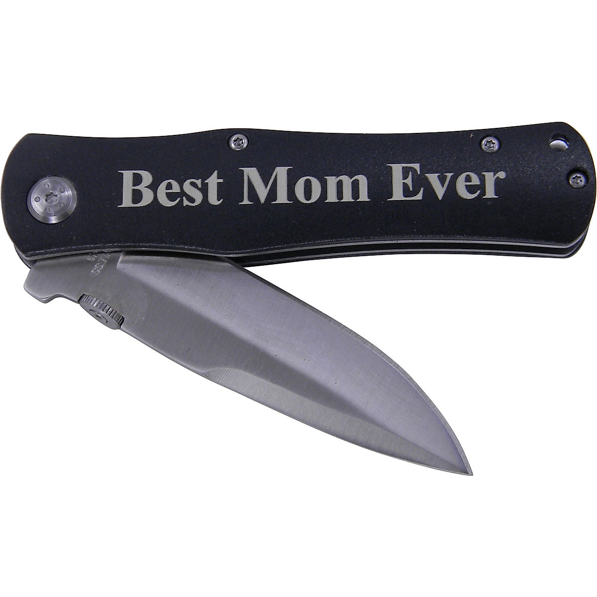 Best Mom Ever Folding Pocket Knife - Great Gift for Mothers's Day Birthday or Christmas Gift for Mom Grandma Wife (Black Handle)