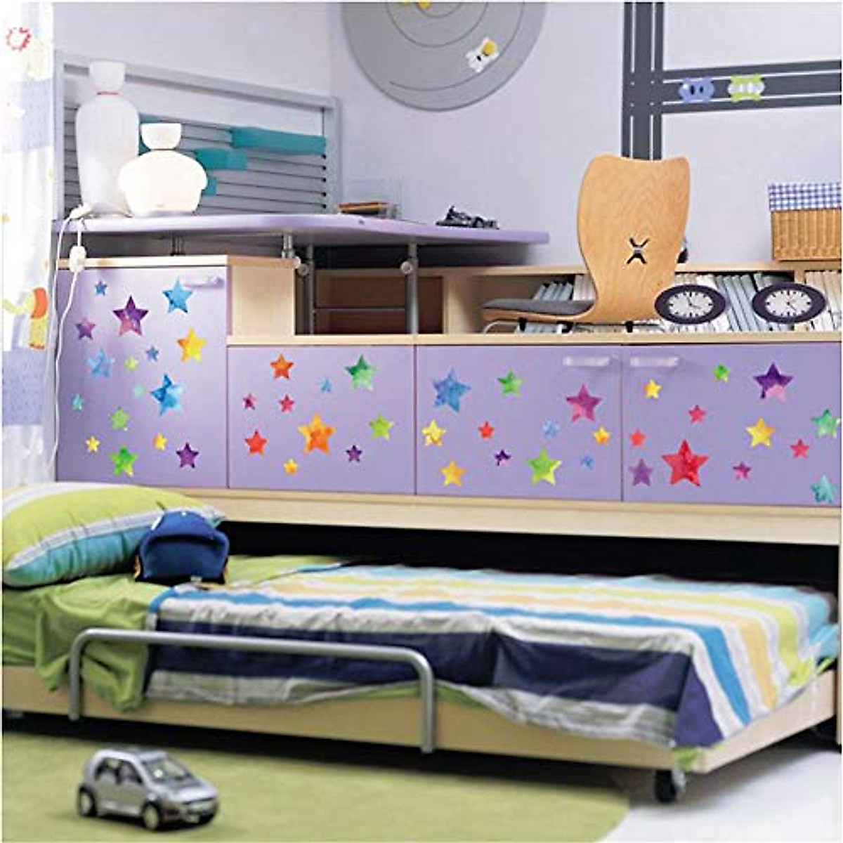 QISHENG Wall Stickers for Bedroom Living Room, Starts Wall Decals for Kids Boys and Girls Multicolor Easy to Peel&Stick Removable Safe for Wall(67 Decals)