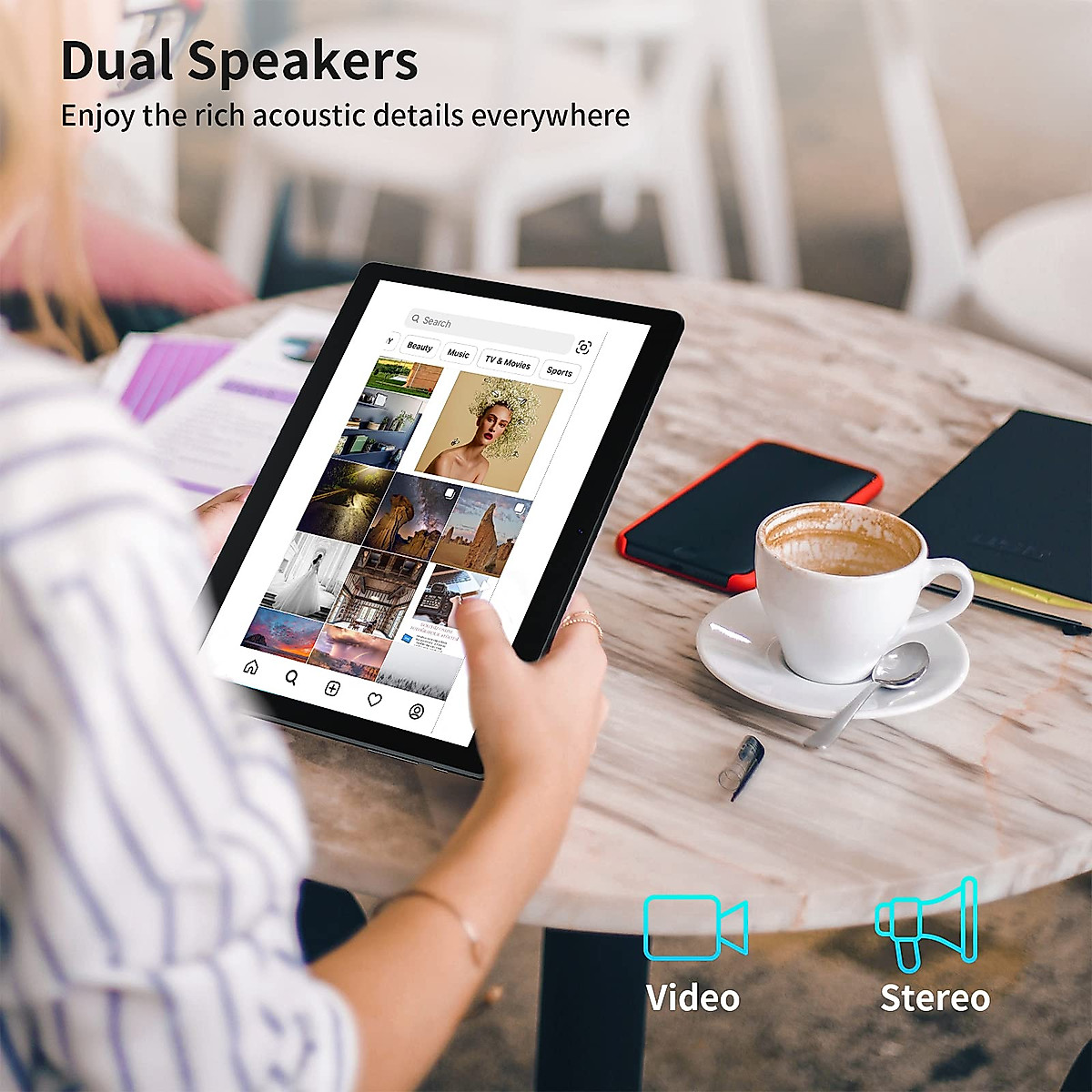 FLYINGTECH Tablet 10 inch, Android 10.0 5G WiFi Tablets, Octa-Core Processor 13MP Camera 3GB RAM, 32GB Storage, 128GB Expand, 1280x800 HD IPS Screen, Bluetooth Gaming Tablet(Black)