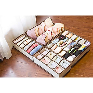Amelitory Underwear Organizer Drawer Divider Foldable for Bras Panties Socks 4 Set, Beige