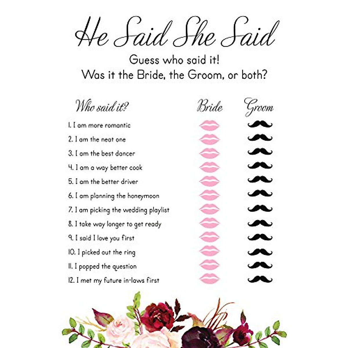 Planet Mango Floral Bridal Shower Games - Set of 4 Games for 50 Guests - with Mimosas Bar Banner and Bride to Be Sash
