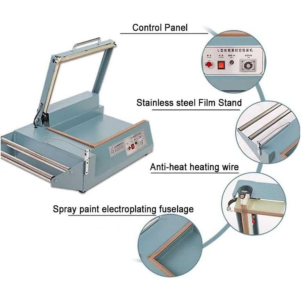 JYXYXSCP Heat Sealer Shrink Wrap Machine Impulse,L-Bar Manual Packing Sealing for Retail Industrial,Adjustable Time,Simultaneous Sealing&Cutting