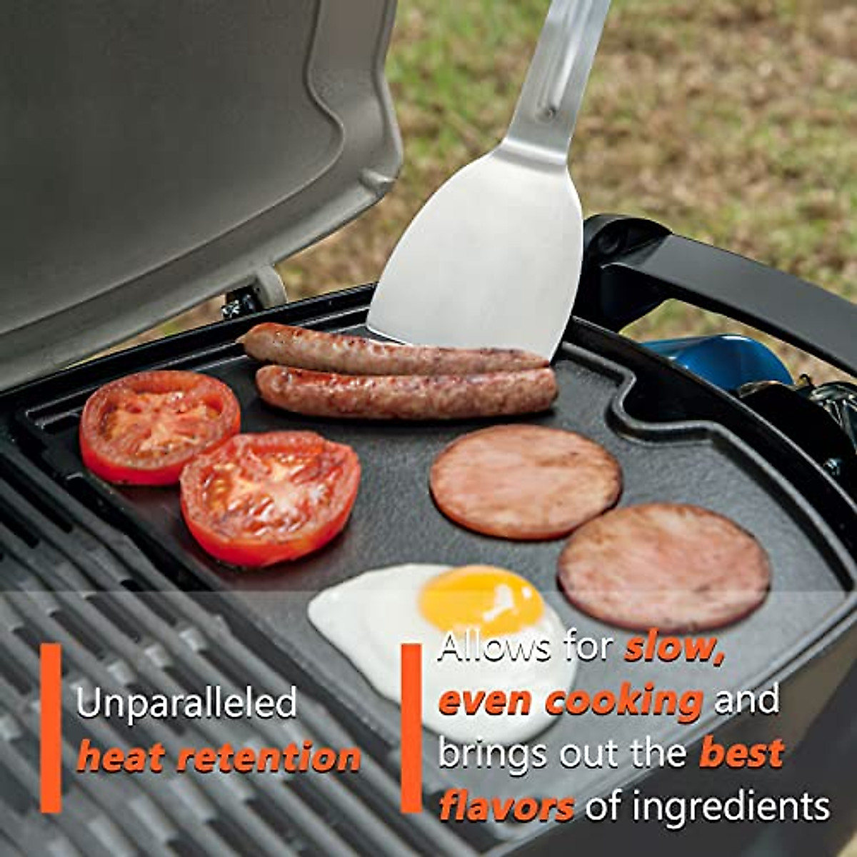 QuliMetal 6558 Grill Parts Cast Iron Cooking Griddle for Weber Q1000 Q1200 Q1400 Q100 Q120 Q140, Q100/1000 Series Gas Grills Accessories, 12.6 x 8.6 Inches