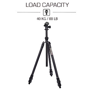 3 Legged Thing Charles 2.0 Aluminium Tripod Kit with AirHed Pro – Adjustable Camera Tripod with 3 Detachable Legs - Darkness (Matte Black) (CHARLESKITDARK2)