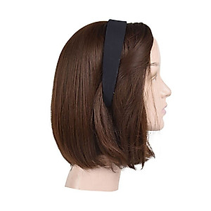 Dulier Black 1 Inch Satin Hard Headband Solid Hair band for Women and Girls