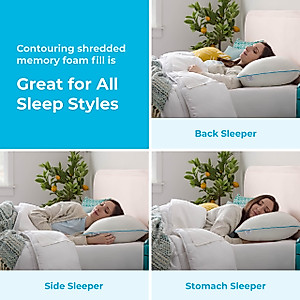 LINENSPA Shredded Gel Memory Foam Pillow – Cooling Bed Pillow – Side, Stomach, and Back Sleepers – King