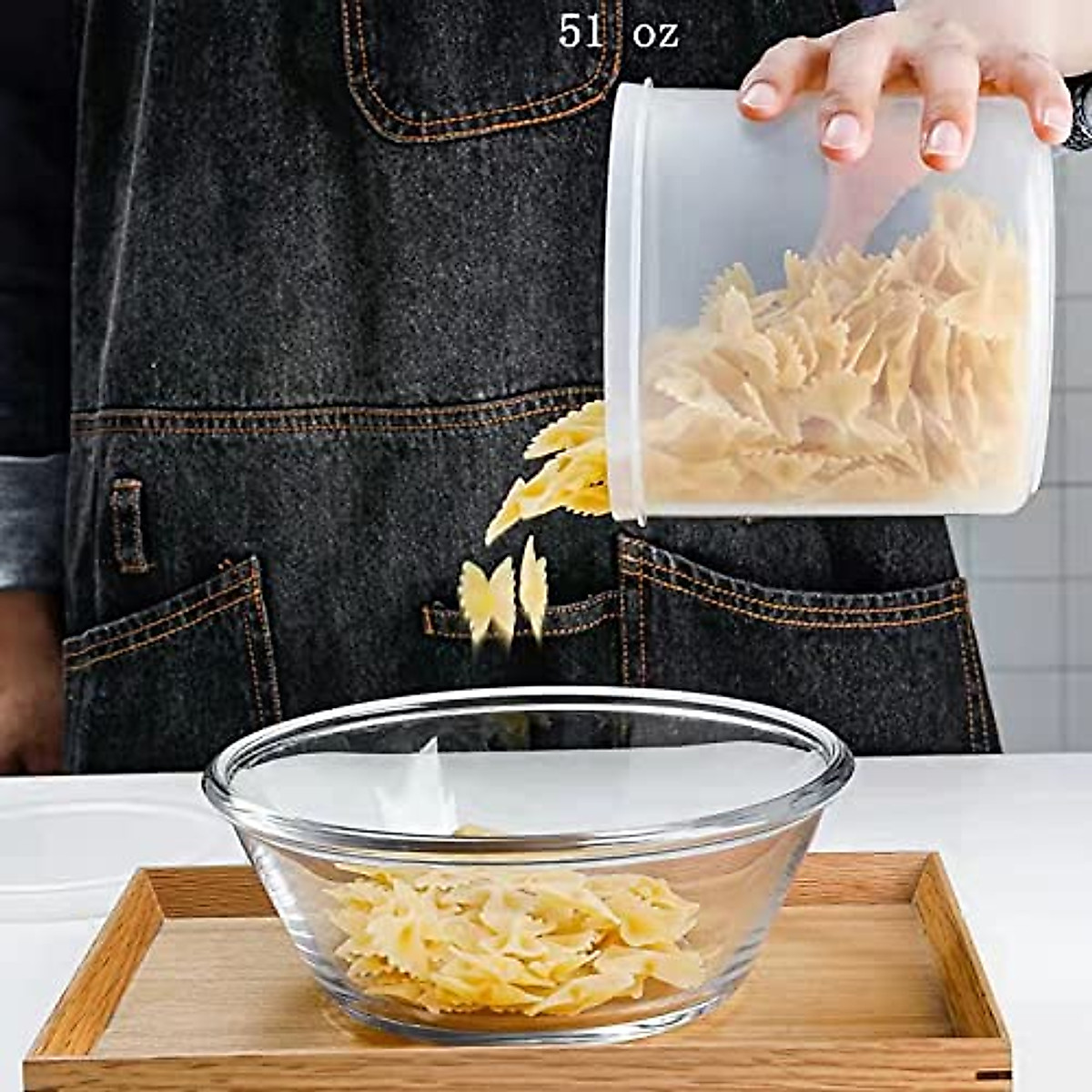 TIAN CHEN Reusable Soup Container with Lid Refrigerator, 2pcs Airtight Round Pickle Jar, Tall Bread Proofing Box, Commercial Storage Bulk Food Organization, Leak Proof, BPA Free (1pcs 50oz,1pcs 109oz)