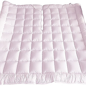 Royal Tradition 2 Inch Plush 100 Percent Microfiber Top Split California King Down Alternative Mattress Pad/Topper