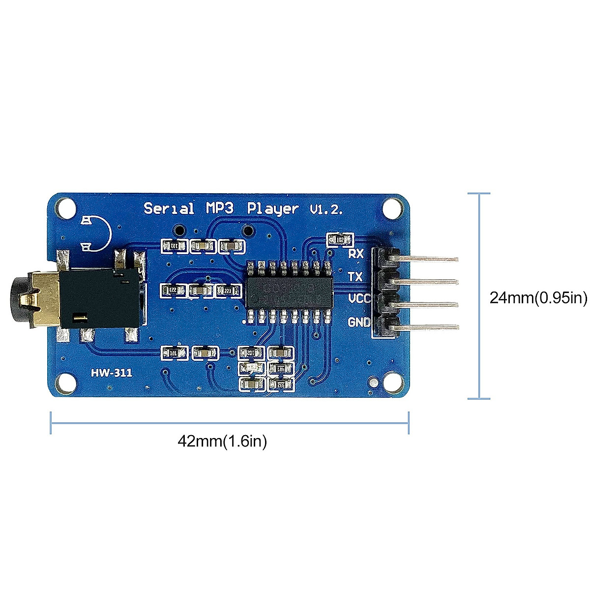 Aideepen YX5300 UART Control Serial MP3 Music Player Module Support MP3 / WAV Micro SD/SDHC Card/AVR/ARM/PIC