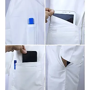 HEEDFIT Premium Quality Unisex Lab Coat, Comfortable Poly-Cotton Professional Lab Coats for Doctors WHITE S