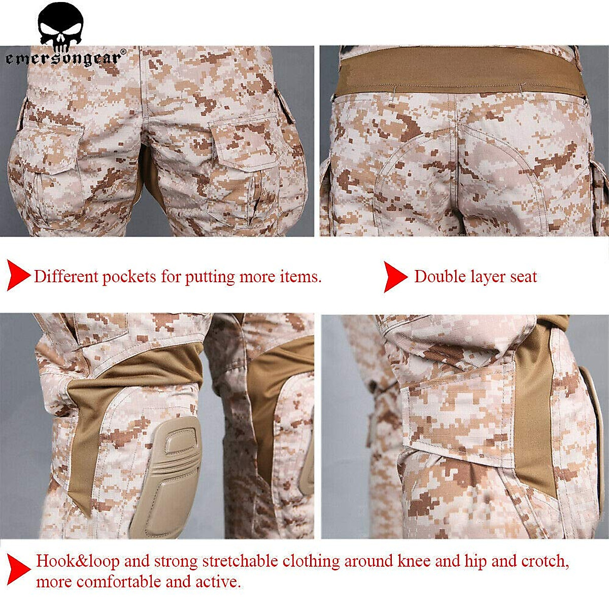 EMERSONGEAR G3 Combat Pants with Knee Pads Airsoft Tactical Pants Hunting Airsoft Paintball Multicam Camo Pants R1 X-Large