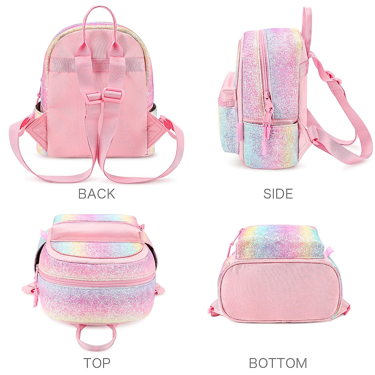 mibasies Mini Backpack for Girls Kids Rainbow Purse