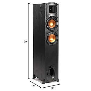 Klipsch F-200-BLACK Synergy Black Label Floorstanding Speakers with Klipsch B-100-BLACK Bookshelf Speakers, Klipsch C-200-BLACK Center Channel Speaker and a Klipsch R-120SW 200 Watt Subwoofer (2019)