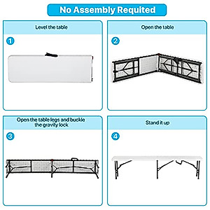 Dkelincs 6FT Folding Bench Portable Bench Plastic Outdoor Bench Picnic Bench Camping Folding Chair with Carrying Handle for Picnic Camping Dining Party, White(2 Pack)