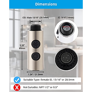 Hibbent Pull Out Sink Sprayer Head Replacement, 2 Function Kitchen Faucet Head, Bathroom Pull Down Spray Head with G1/2 or 13/16 Inch Male Connector, Oil-Rubbed Bronze