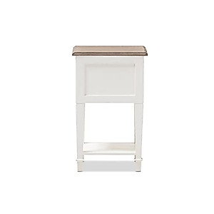 Baxton Studio Dauphine 15 3/4" Wide Weathered Oak and White Side Table
