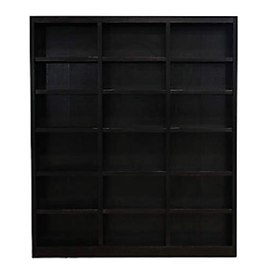 Traditional 84" Tall 18-Shelf Triple Wide Wood Bookcase in Chocolate Espresso