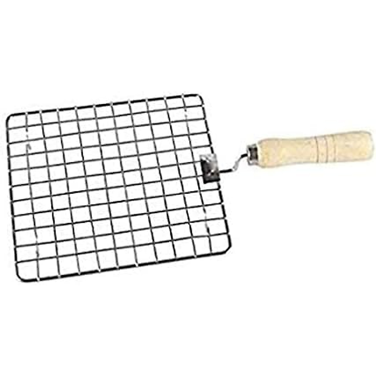 Flfwlass Stainless Steel Roasting Net with Wooden Handel, Roasting Jali, Wire Roaster, Papad Jali - 1 Pcs (Silver-Rectangular), Size-8 Inch