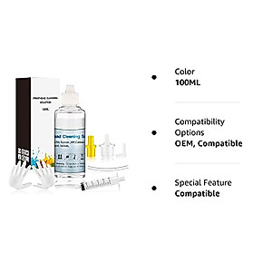 WOKOK Printer Cleaning Kit | Printhead Cleaning Kit | for Inkjet Printers HP/Brother/Epson/Canon WF-7710 WF-3640 7620 8600 8610 8620 WF-2750 WF-2650 ET-2750 ET-2650 C88 Liquid Printers Nozzle（100ml）