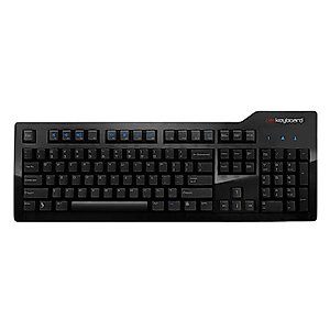 Das Keyboard Model S Wired Mechanical Keyboard, Cherry MX Blue Mechanical Switches, 2-Port USB Hub, Laser Etched Keycaps (104 Keys, Black)