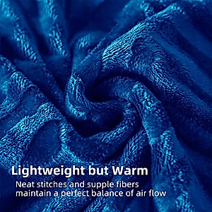 Whale Flotilla Fleece Throw Blanket for Couch, Soft Fluffy Sofa Bed Blanket with Chevron Pattern for All Season, Warm and Lightweight, 50x60 Inch, Royal Blue