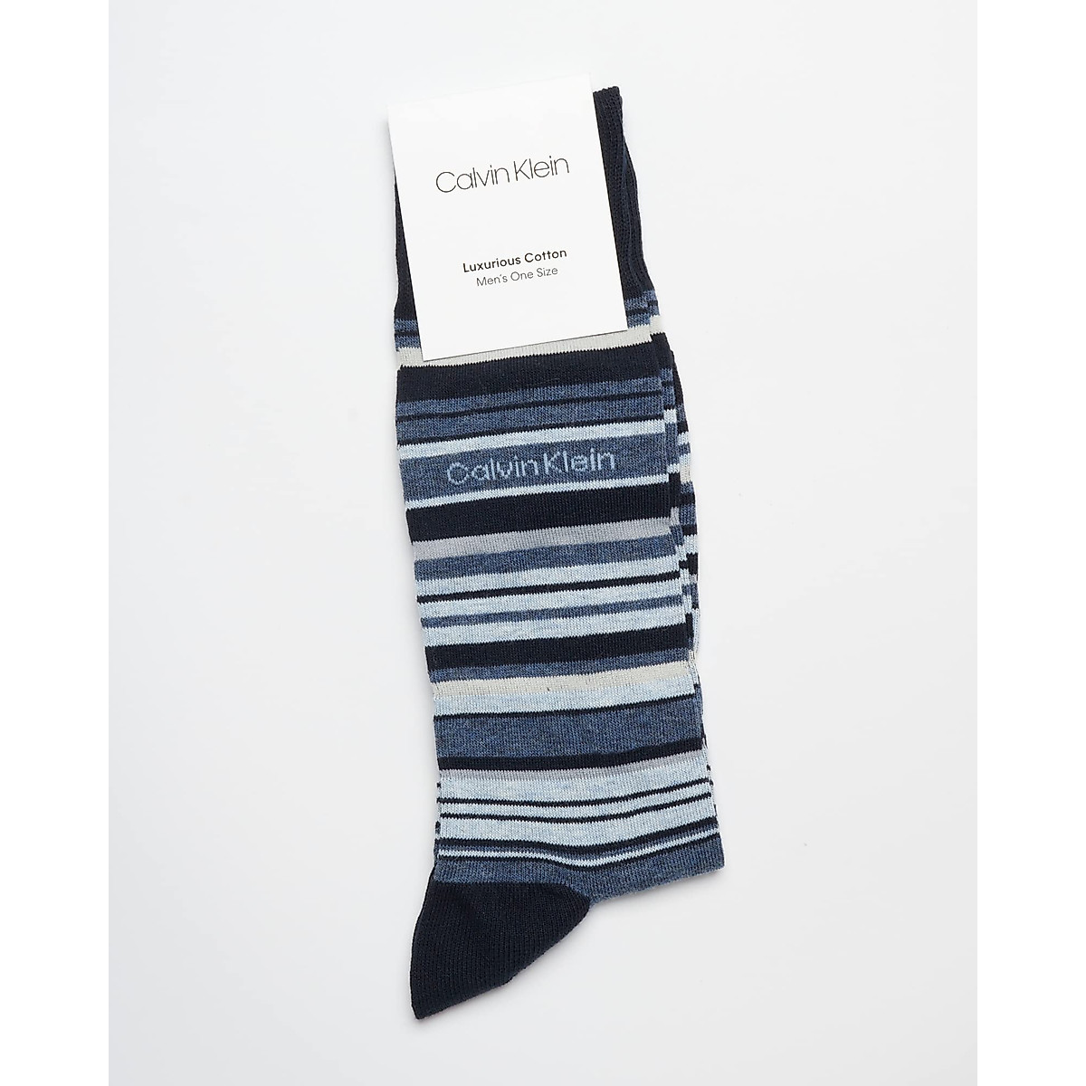 Calvin Klein Men's Socks - Luxury and Egyptian Cotton Blend Dress Socks (1 Pair), Size 7-12, Navy Stripes