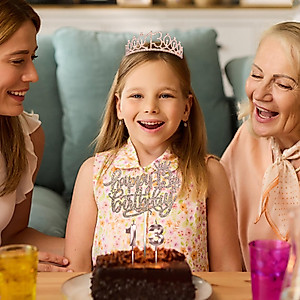 18th Birthday Decorations for Girls, Including 18th Birthday Tiara and Sash, Happy Birthday Banner, Happy Birthday Cake Toppers, Number Candles and Balloons Set, 18th Birthday Gifts for Girls