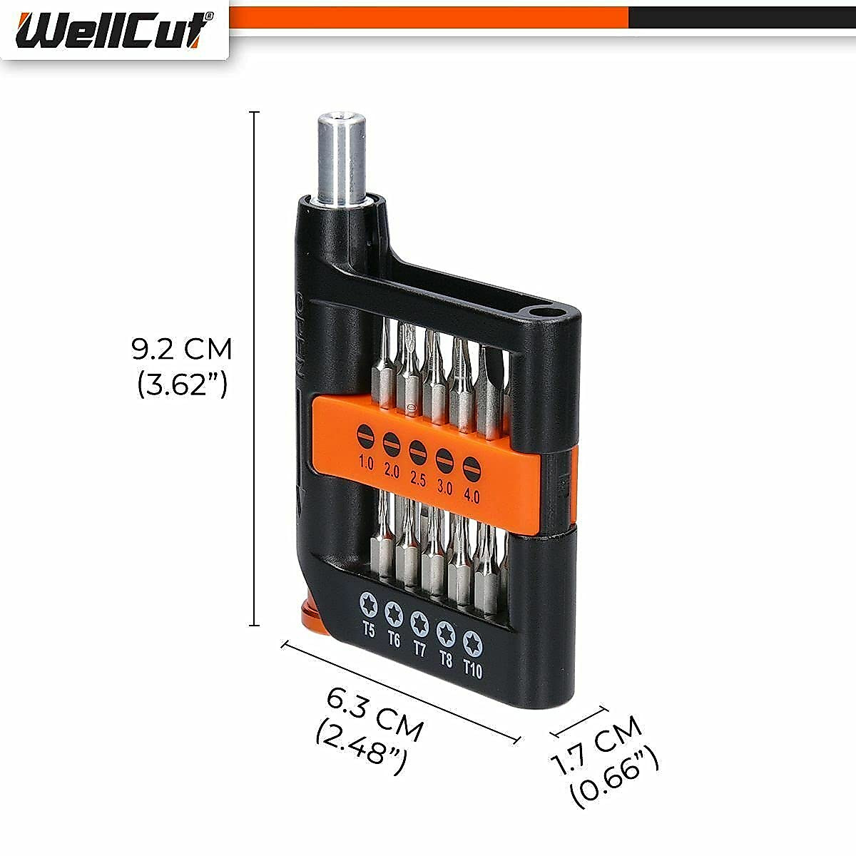 WELLCUT 21-Piece Precision Multi-Purpose Screwdriver Set Bit Set with Rotatable Pole and Anti-Slip Handle, Work Repair Tool for Household Appliances, Electronics, Crafts & DIY, WC-MPS21U