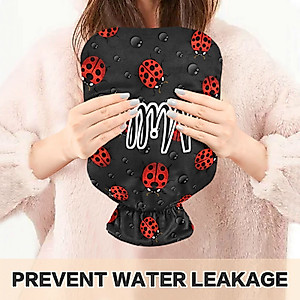 Ladybug Custom Hot Water Bottle with Cover 1L Personalized Small Hot Water Bag for Pain Relief Cramps BAP Free