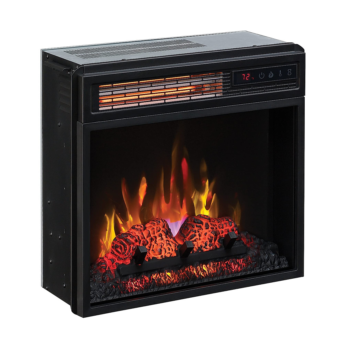 ClassicFlame 18" Infrared Quartz Electric Fireplace Insert with Safer Plug, Black
