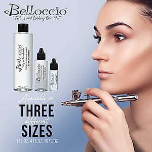 4 Ounce Bottle of Belloccio Makeup Airbrush Cleaner - Fast Acting Cleaning Solution, Quickly Cleans Flushes Out Airbrush Makeup Foundation, Blush, Highlighter - Clean Cosmetic Makeup Brushes, Paint