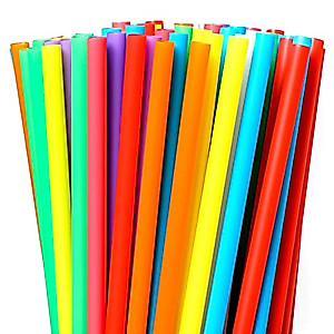 200 Pcs Colorful Disposable Drinking Plastic Straws.(0.23'' diameter and 8.26" long)-8 Colors